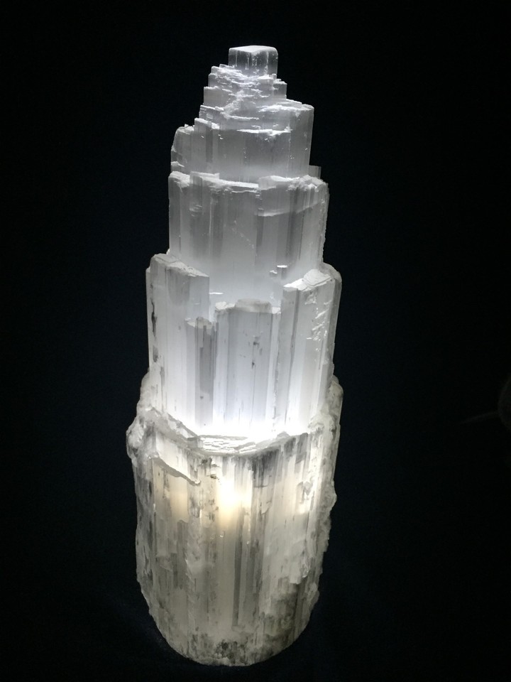 15"-18" Extra Large Selenite Lamp With Cord Clear LED Selenite Tower ...