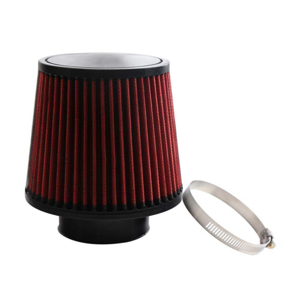 Red 76mm 3inch Neck Dual-cone Intake High Flow Air Filter for Auto ...