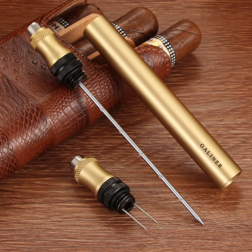 Galiner Gold Cigar Punch Cutter Enhancer Needle Perfect Draw Tool With ...