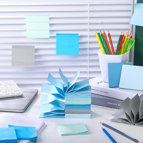 24 Pack Pop Up Sticky Notes 3 x 3 Refills 1200 Sheets Colored Blue ...