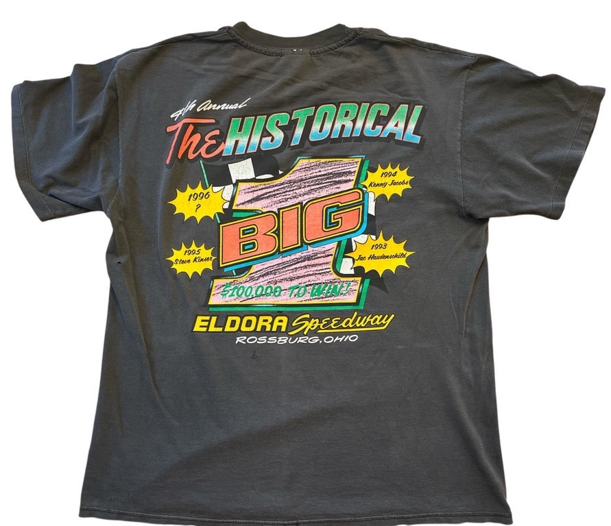VTG 90s Single Stitch SPRINT CAR RACING T-Shirt Double Sided ElDora Sz ...