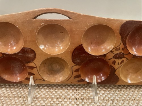 Vintage 22” Mancala Wooden Game Board Hand Carved Painted Floral ...