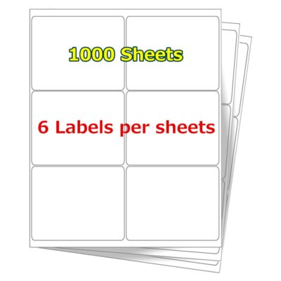 3 1/3" x 4" 6000 Address Shipping Laser Ink Blank Mailing Labels 6UP ...