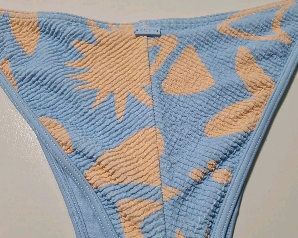 ROXY BIKINI BOTTOMS BNWT SIZE XL 14 CHEEKY MINI BLUE CRINKLE RETRO 90s ...