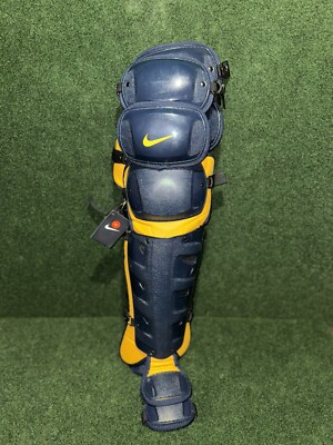 Nike Baseball Catcher Shin Guards Protector 16" Navy Yellow PBP585 RR ...