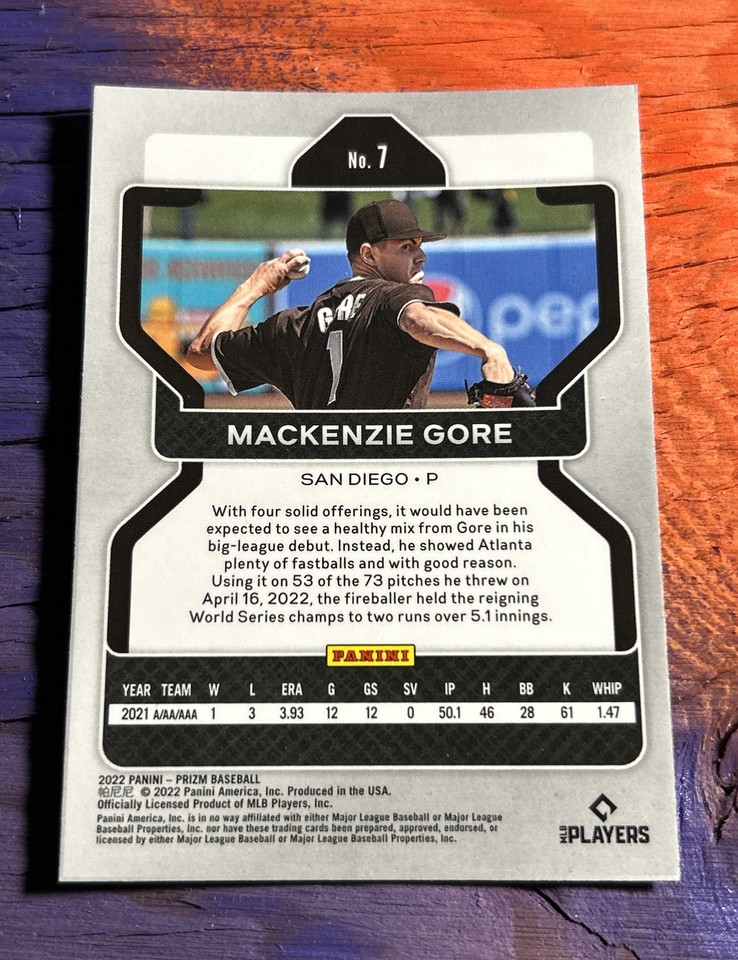 2022 Panini Prizm Baseball MLB #7 Mackenzie Gore Base RC Rookie Card ...