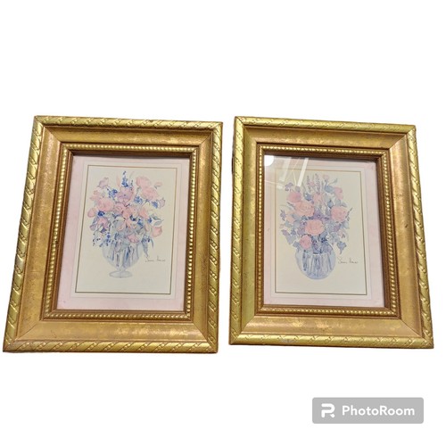 VTG Sarah Harley Floral Vase Prints Miniature Gold Ornate Frames Set 2 ...