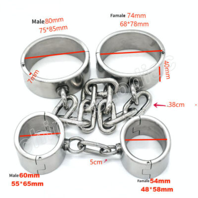 4CM Heavy Duty 100% Stainless Steel Hand Cuffs Ankle Binding | eBay