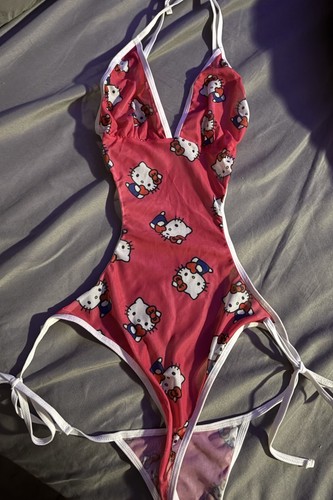 Hello Kitty Stretch Sexy Teddy Bikini One Piece Size Small Tie Side ...
