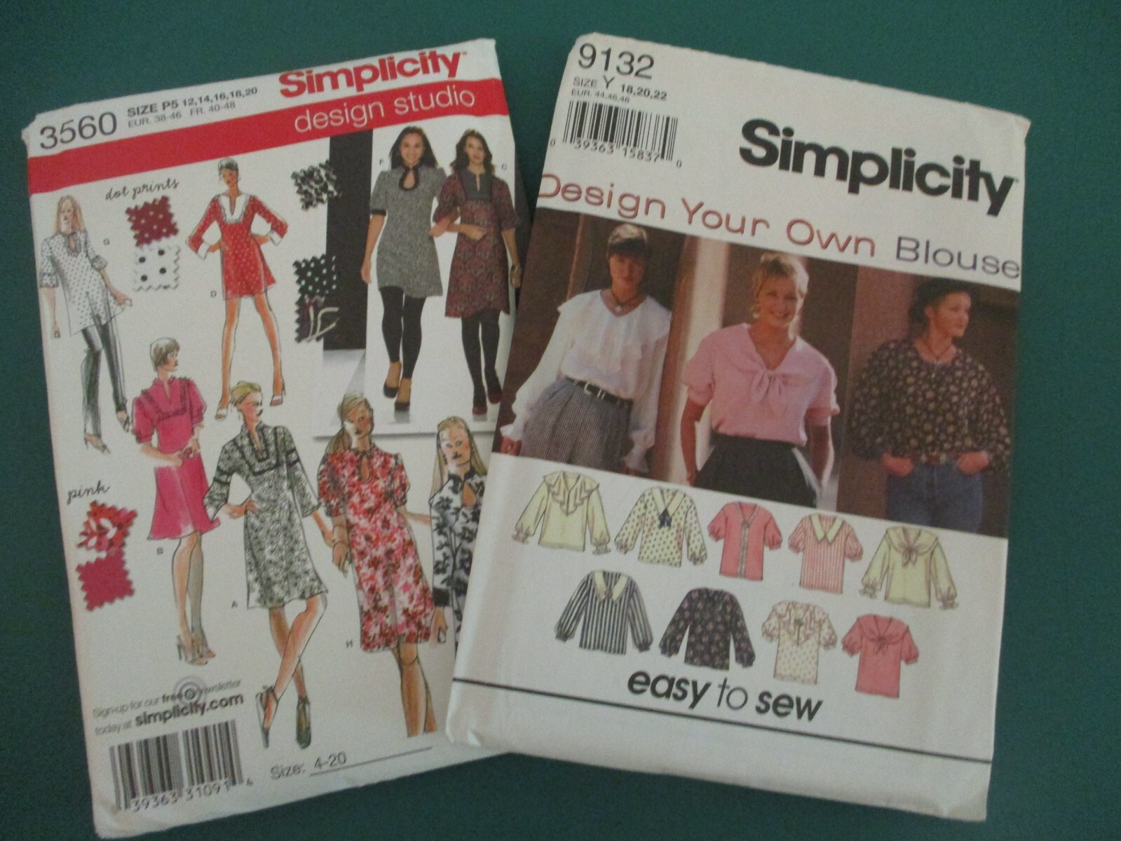 Sewing Pattern Lot of 2 Simplicity 9132 3560 Design Your Own Blouses ...