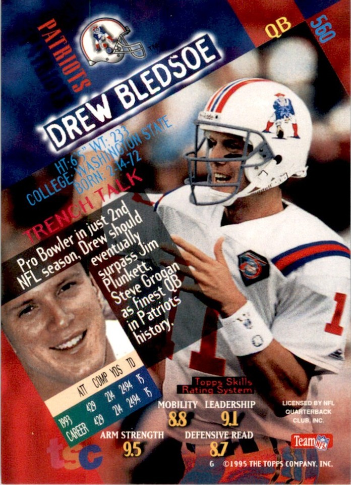 1994 Stadium Club Drew Bledsoe (E) New England Patriots #560 | eBay