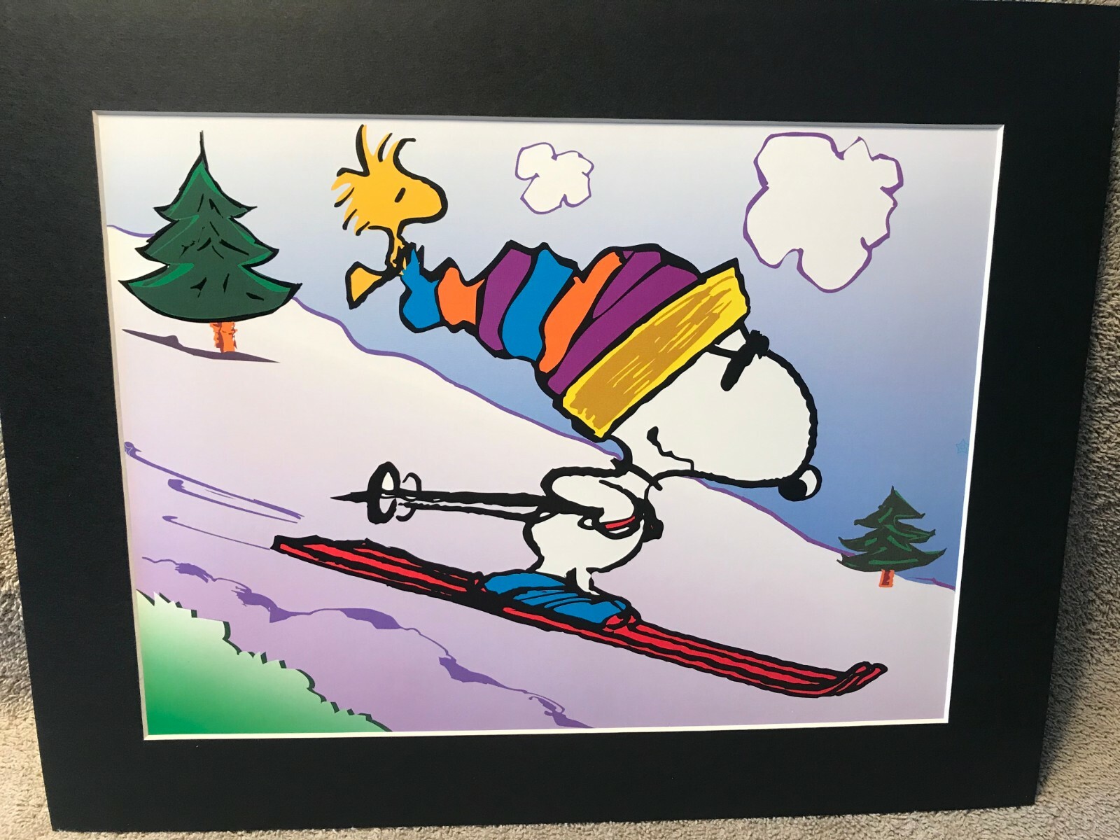 SNOOPY & WOODSTOCK~PEANUTS~11x14 Mat Print~TIME TO HIT THE SKI SLOPES ...