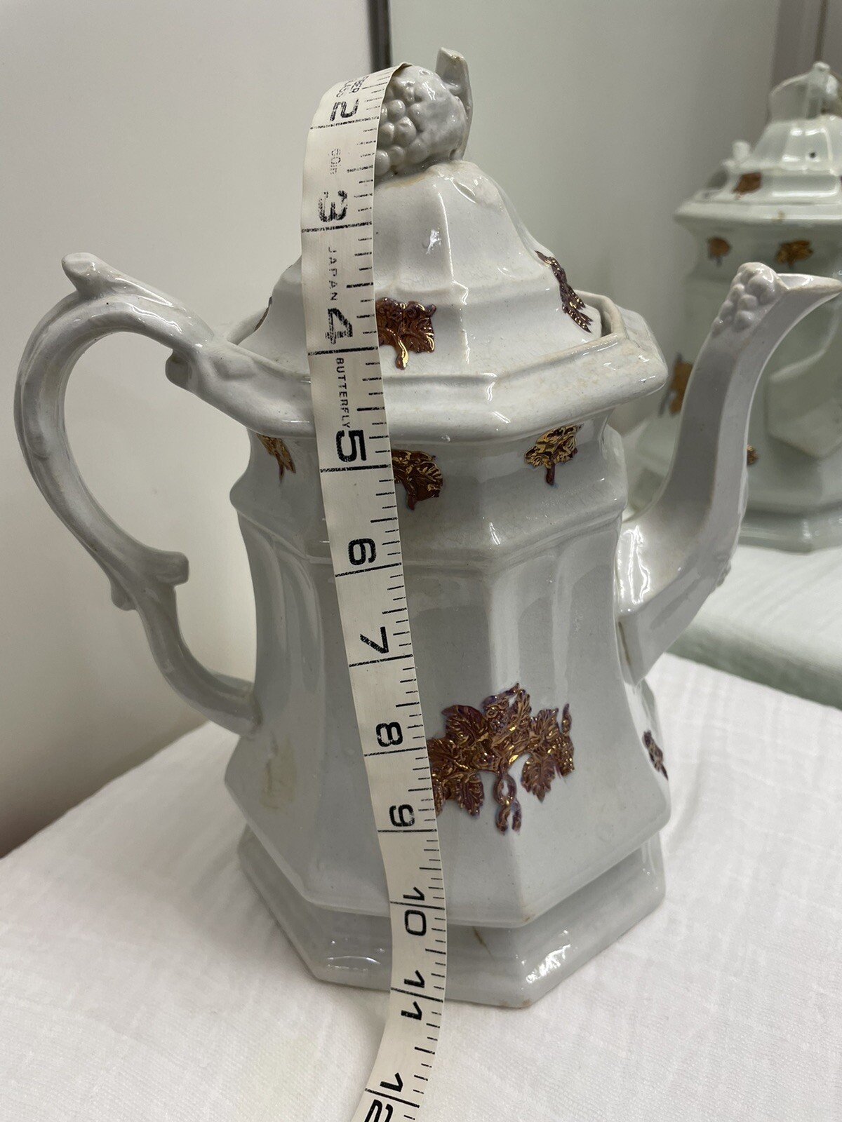 Edward Walley Antique Ironstone Teapot/Coffee Pot, Copper Luster Grape ...