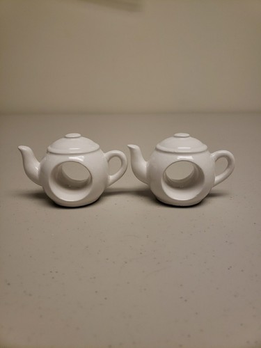 Two Ceramic Teapot Napkin Rings Set of 2 Tabletop Decor Tea Time ...