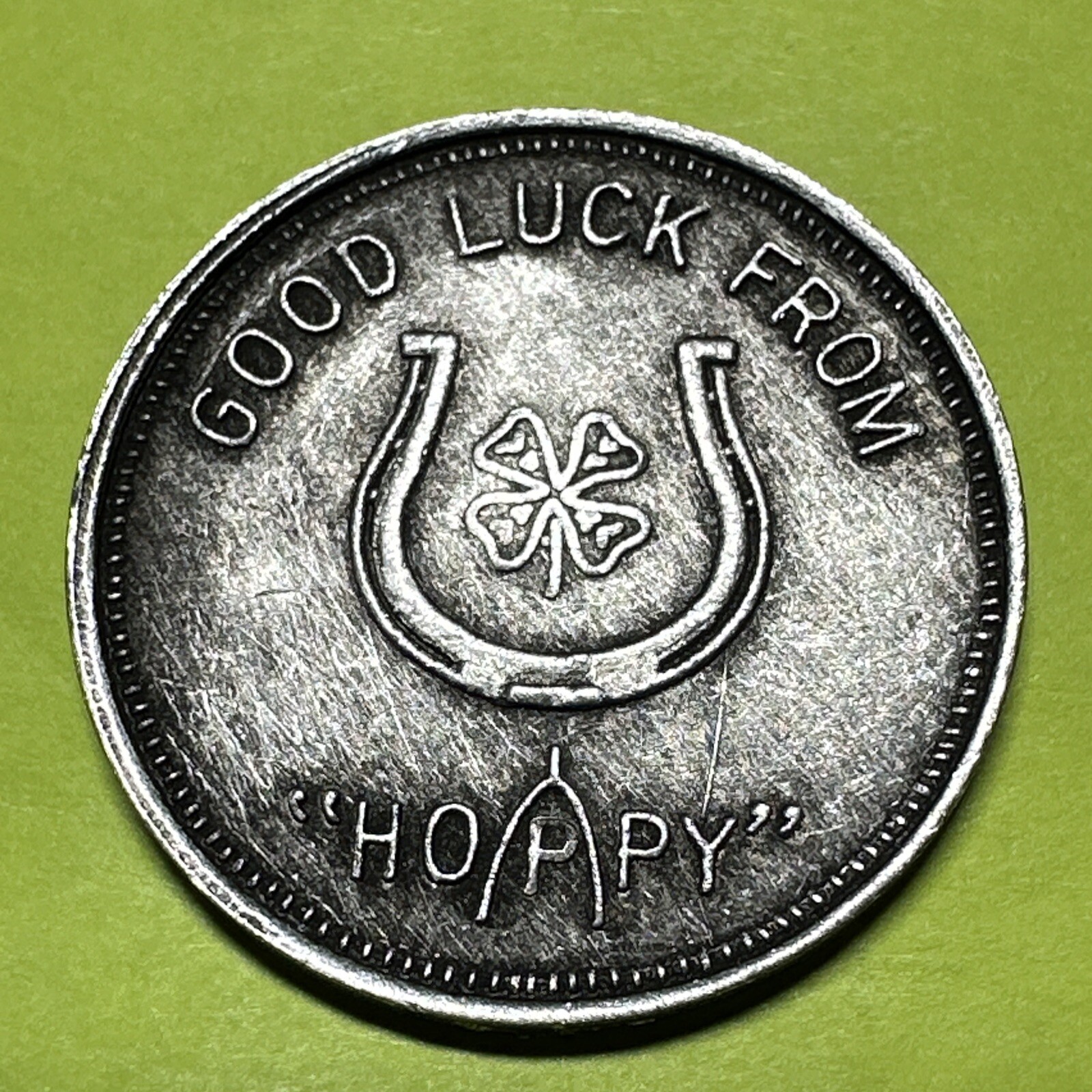 VINTAGE NICE HOPALONG CASSIDY "HOPPY" COIN 50'S GOOD LUCK CHARM WILLIAM ...