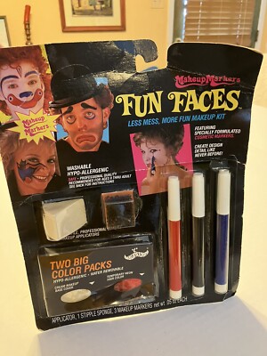 Sealed Halloween Clown Makeup Kit Face Paint FX Water Removable Black ...