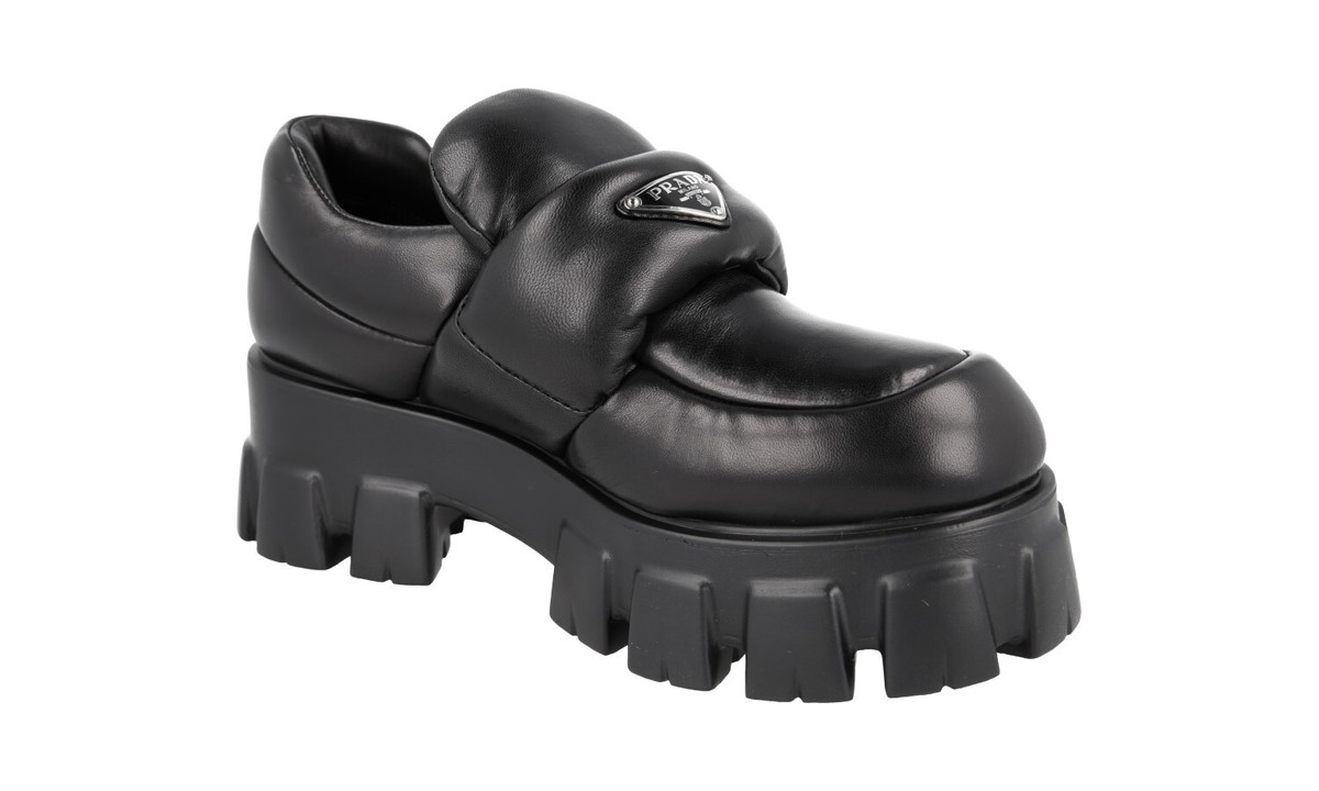 PRADA SOFT PADDED LOAFER SHOES 1D125N BLACK LEATHER NEW US PRADA SOFT PADDED LOAFER SHOES 1D125N BLACK LEATHER NEW US