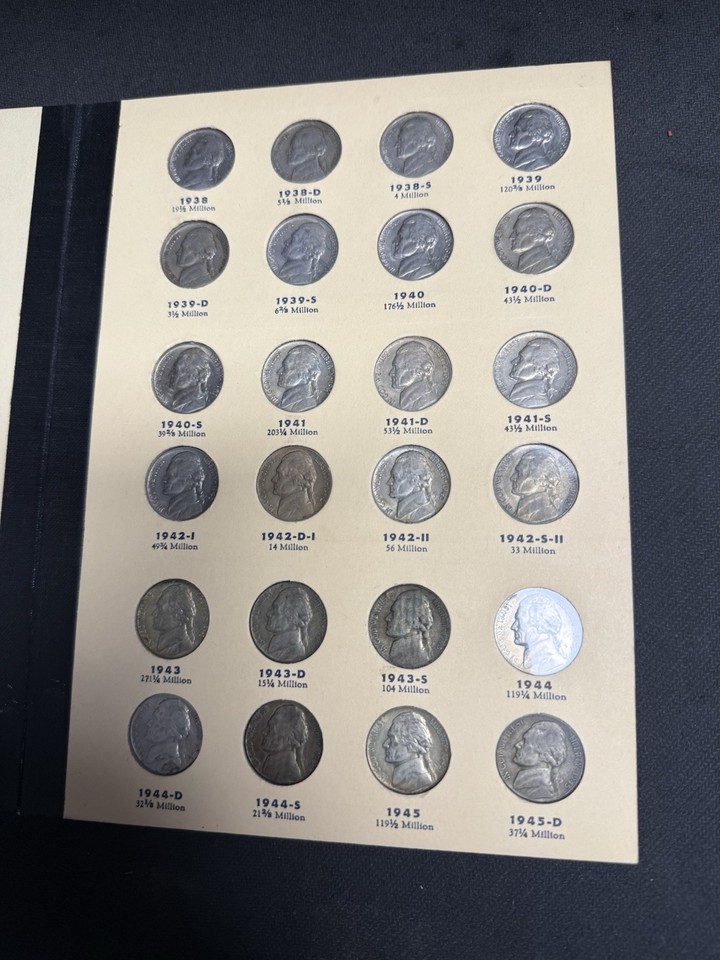 COMPLETE Jefferson Nickels Set 1938-1959 w/ 11 Silver War in VTG LOC Album coins | eBay
