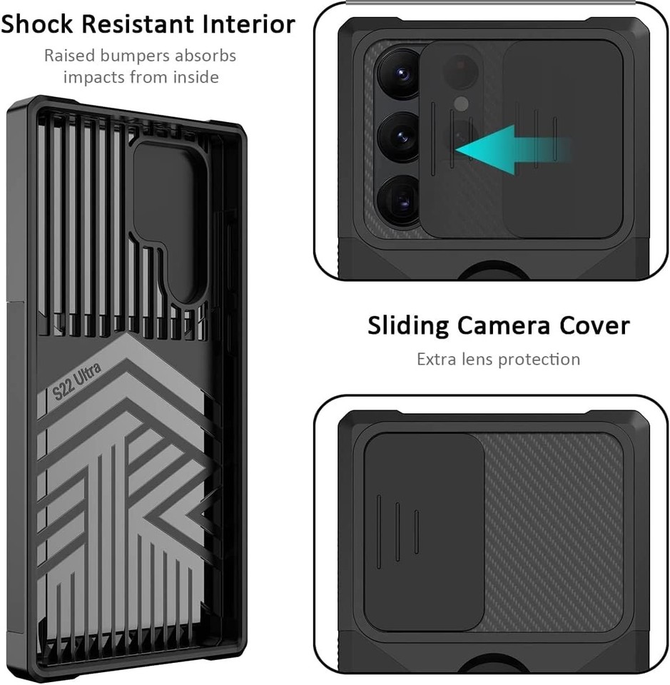 Tough Heavy Duty Galaxy S24 Ultra Case with Slide Camera Cover & Card ...