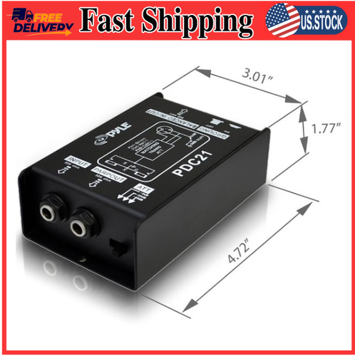 Pyle Passive DI Box Hum Eliminator for Guitar/Bass 1/4" to XLR Adapter ...