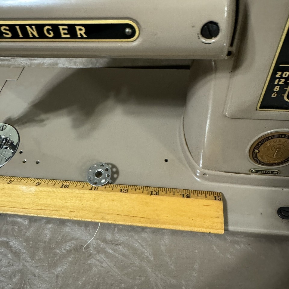 Vintage Singer Sewing Machine 301A Slant Needle With Case Tested Long ...