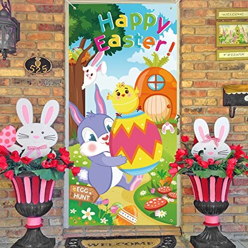 Easter Door Cover Happy Easter Door Hanging for Front Door Decoration ...