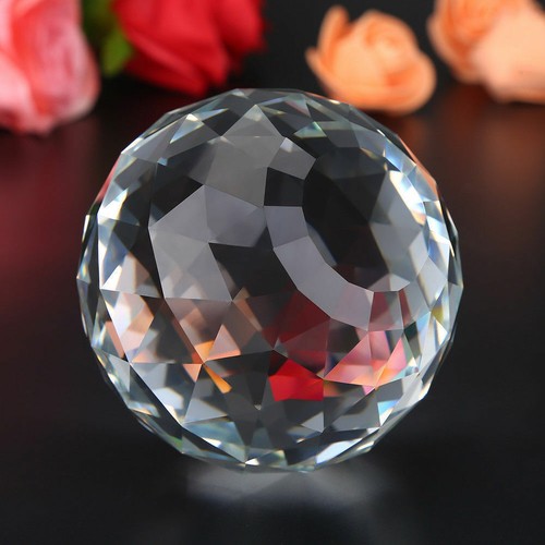 60/80mm Cut Crystal Sphere Prisms Glass Ball Faceted Gazing Suncatcher ...