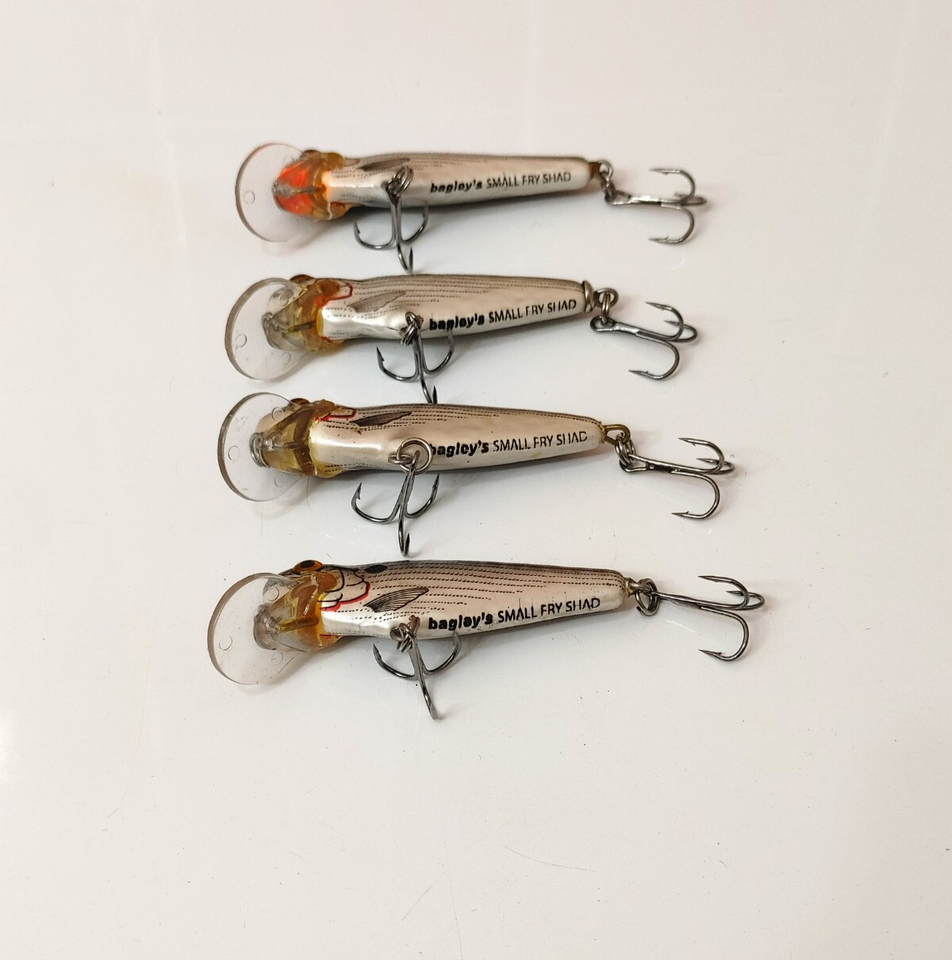 (4) Vintage Bagley Balsa Small Fry Shad Crankbait Fishing Lures Lot of ...