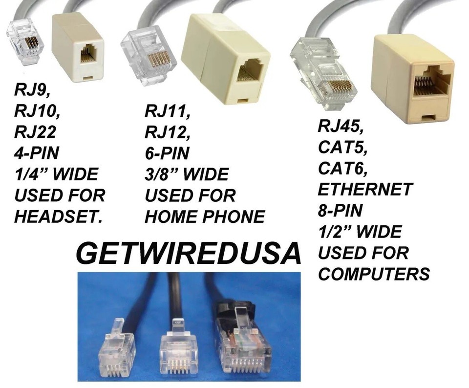 FEMALE USB 4-PIN RJ9 RJ10 RJ22 4P4C 1/4 4-PIN PLUG NETWORK HEADSET ...
