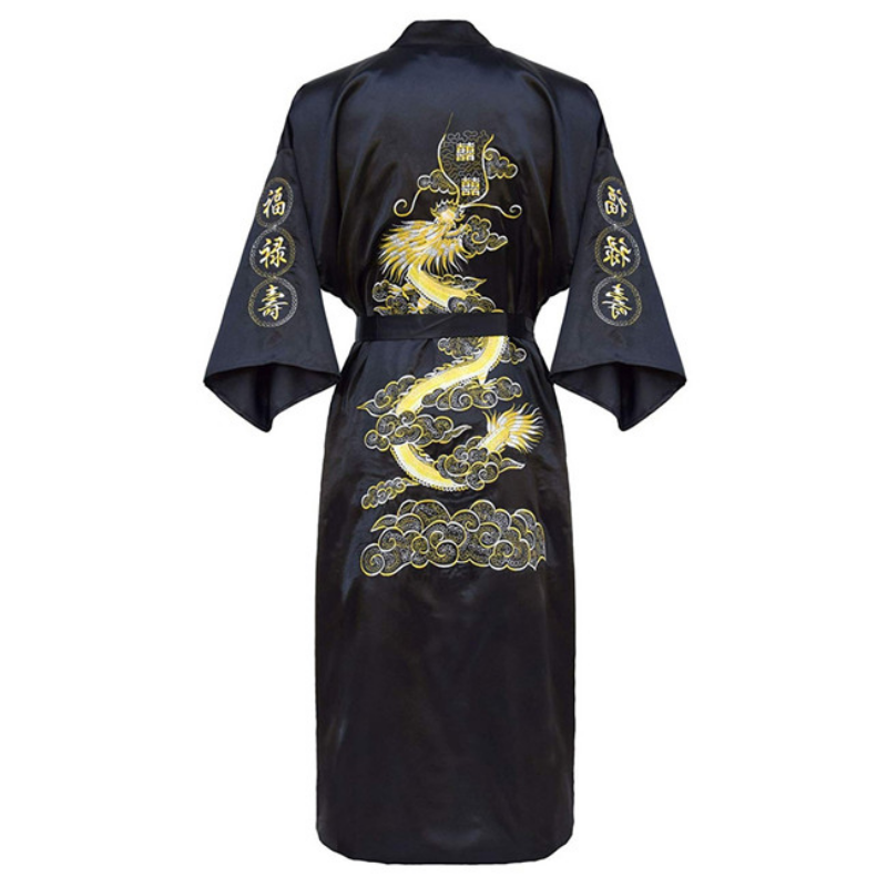 Bathrobe Embroidery Chinese Dragon Robe Male Sleepwear Gown Home ...