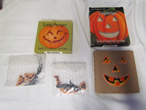 Set of 2 Longaberger JACK O' LANTERN Tie-on Pumpkin Face Sets #37800 ...