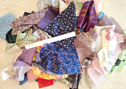 Large 50 Pc. Vintage Lot of Fabric Scraps Mix Sew Quilt Remnants ...