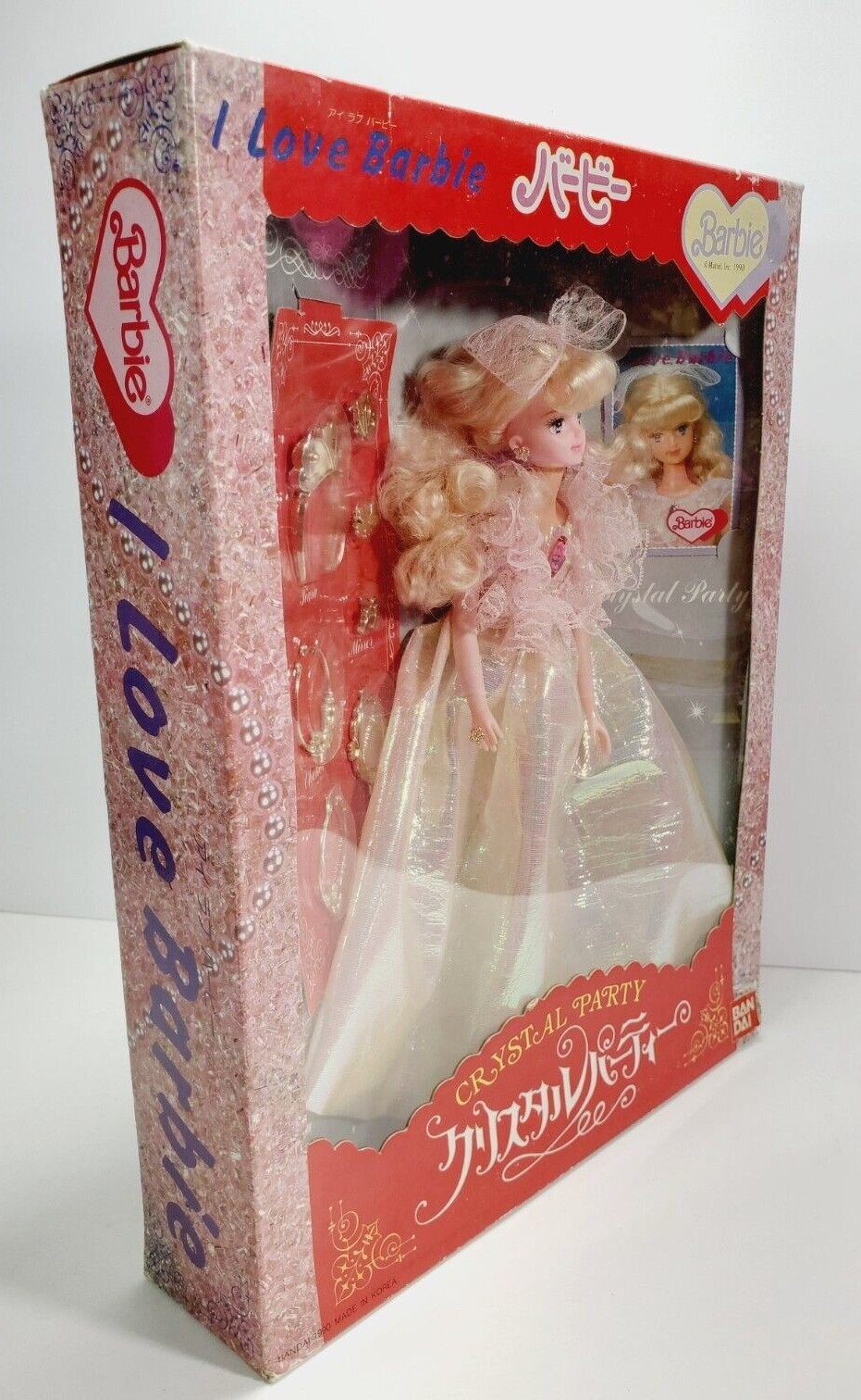 NEW 1990 Ban Dai Japan I Love Barbie Crystal Party Barbie Doll Mattel ...