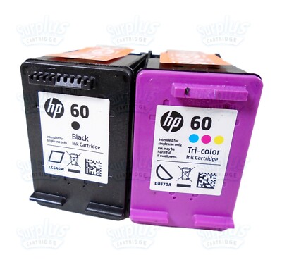 2pk Genuine HP 60 Black & Color Ink F4440 D2660 F4275 F4280 C4798 | eBay