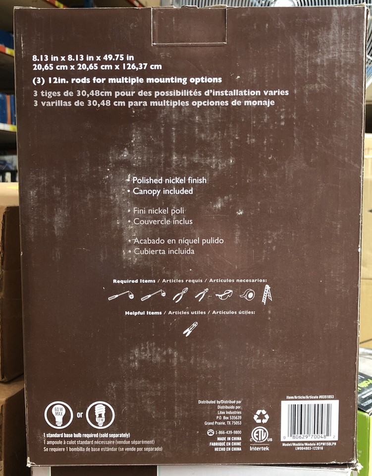 Allen + Roth Mini Pendant Polished Nickel Light Fixture 8.13" Diameter ...