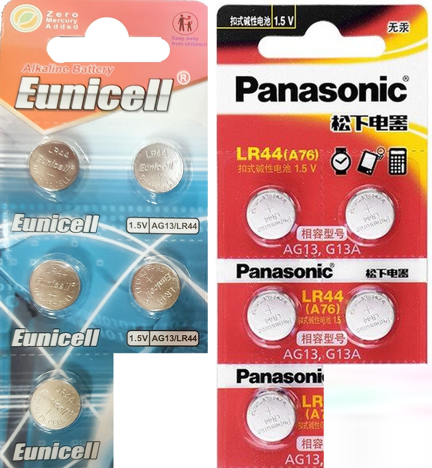 LR44 AG13 A76 1.5V Alkaline Coin Button Battery Remote Cell Watch Toy ...