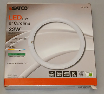 SET OF (2) SATCO LED 11W CIRCLINE 8" TUBE 4000K BALLAST BYPASS 4-PIN ...