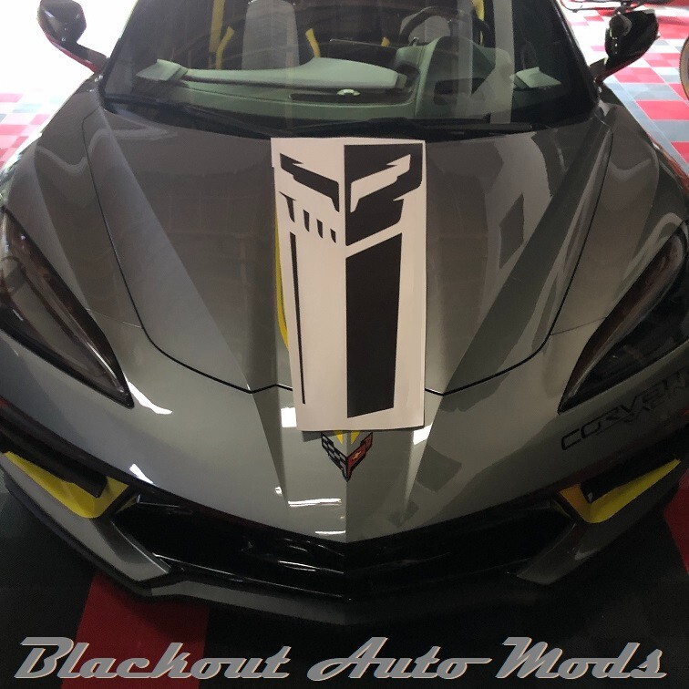 Gloss Black Hood Stripe Jake Style Graphics For 2020-2023 C8 Corvette ...