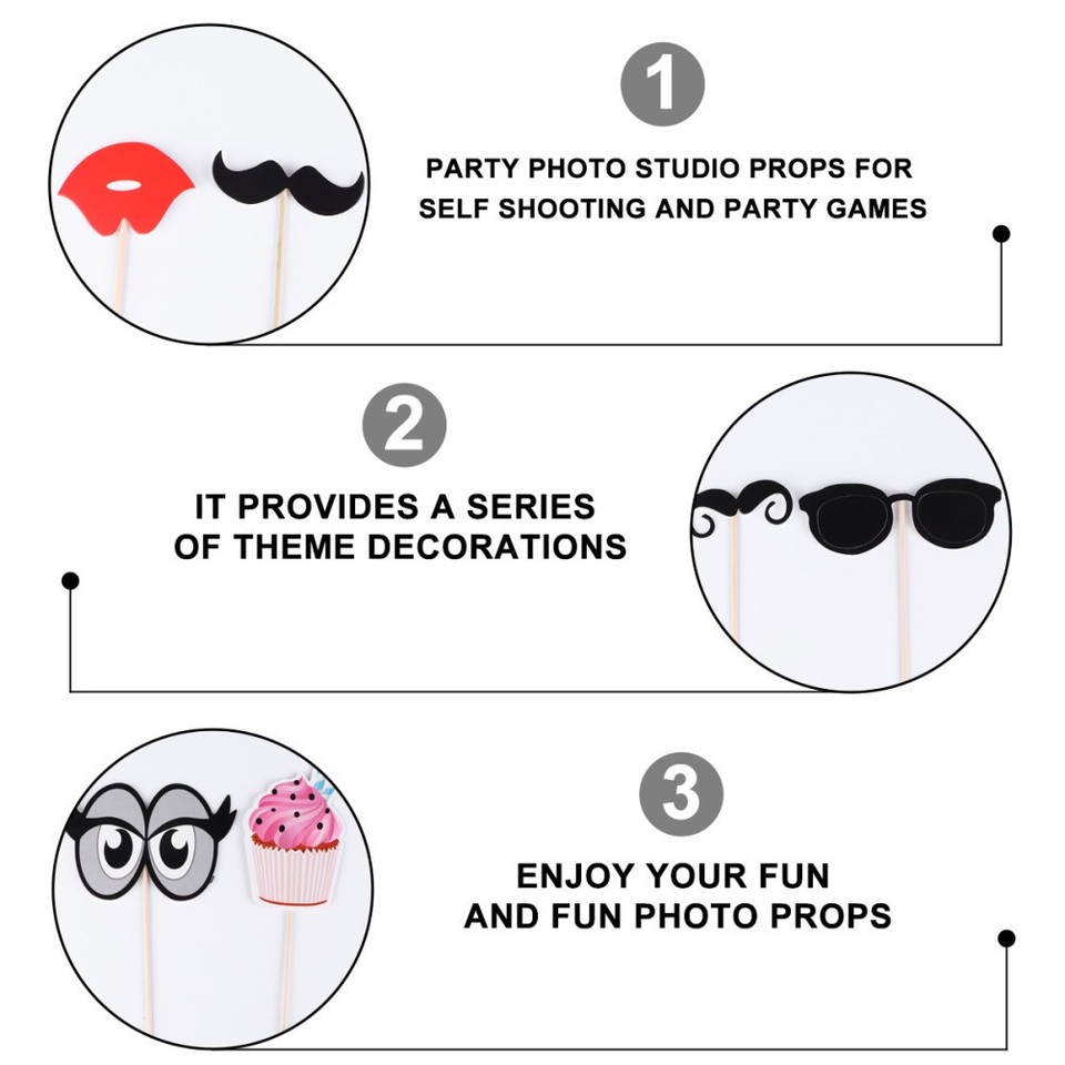 22pcs Photo Booth Props Selfie Props Puntelli per foto per feste di ...