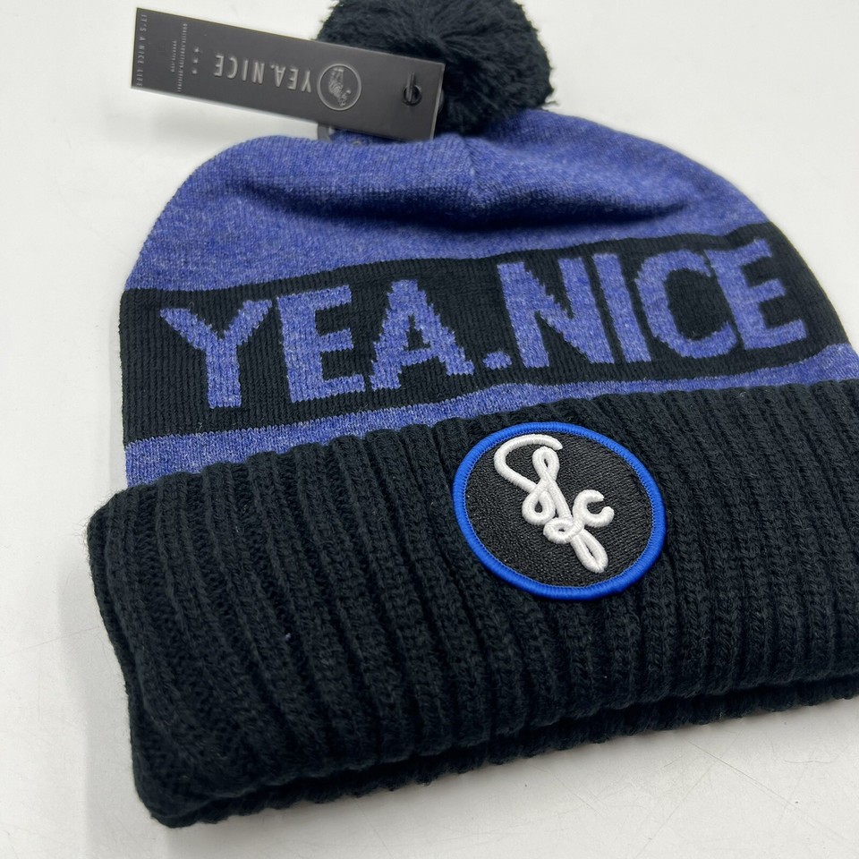 Yea. Nice Knit Hat Beanie Pom Ski Snowboard Adult One Size Blue Black ...