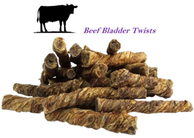 Natural Beef Twisted Bladder Chunky Stick Twist Dog Treat Chew Gluten ...