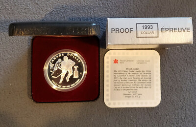 Rare Limited Canada 1892-1993 Stanley Cup Hockey Silver 1 Dollar Proof ...