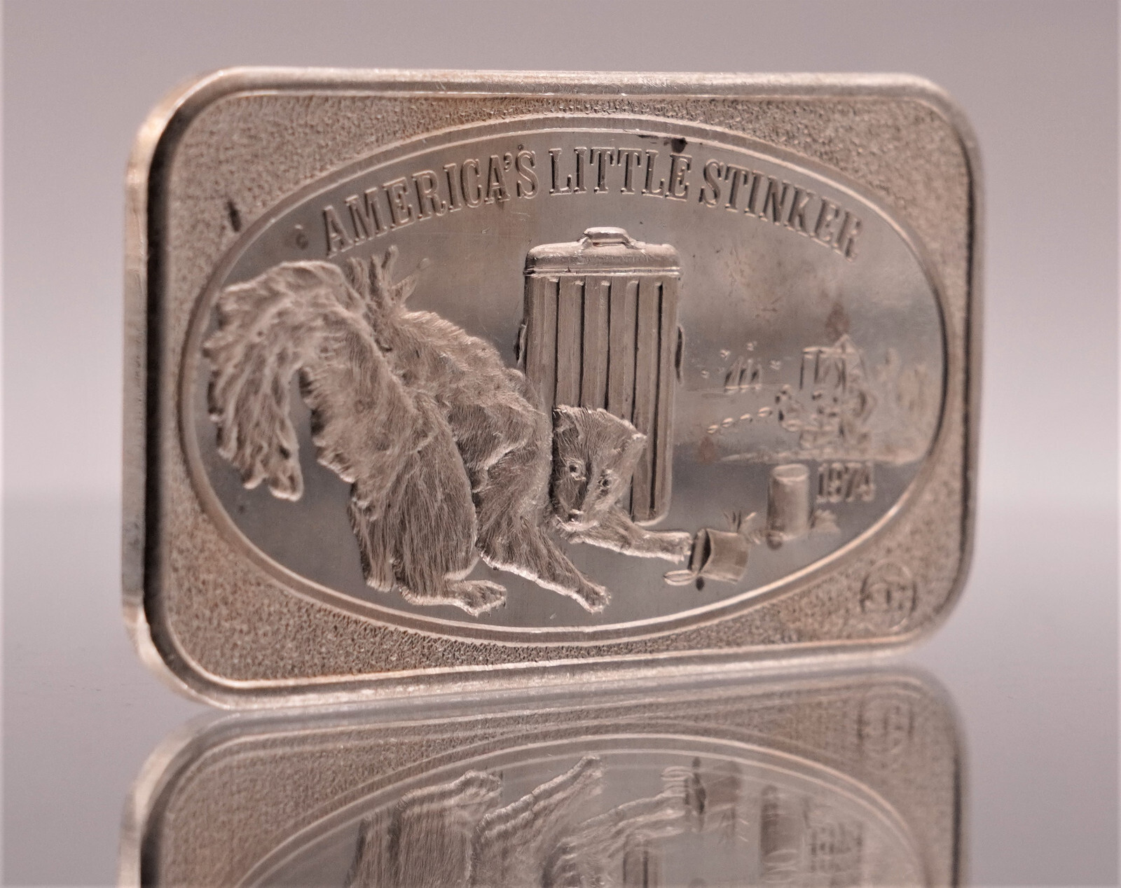 1970s American's Little Stinker SKUNK USSC CR 1oz 999 FINE Silver bar ...
