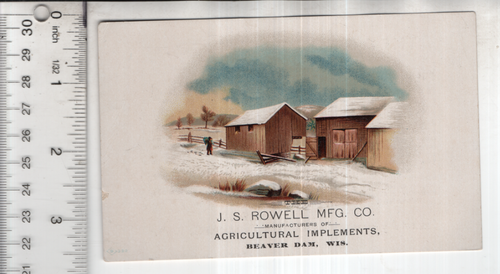 J.S. Rowell Mfg Co Winter Landscape Victorian Trade Card 3"x5" VTC ...
