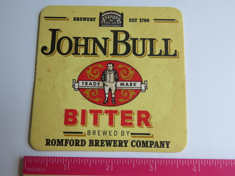 Beer Brewery Coaster ~*~ ROMFORD Brewery Co John Bull Bitter ~ Brewed ...