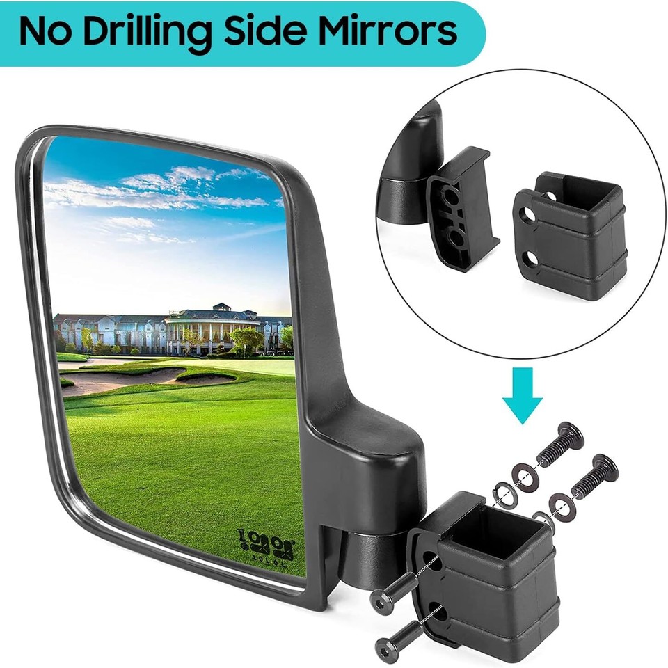 Golf Cart Mirror No Drilling, Side Rear View Mirrors for Yamaha EZGO ...