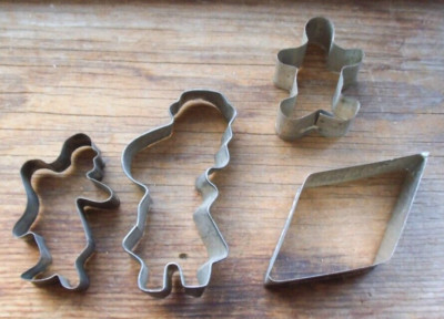 Vintage Tin Gingerbread Santa Diamond Tin 4 Cookie Cutters OF10 | eBay