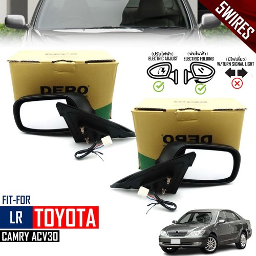 Pair Side Door Mirror Electric 5 Wires Black For Toyota Camry ACV30 ...