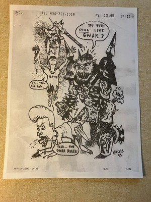 Gwar Dave Brockie Drawing Beavis and Butthead 1996 LP CD DVD | eBay