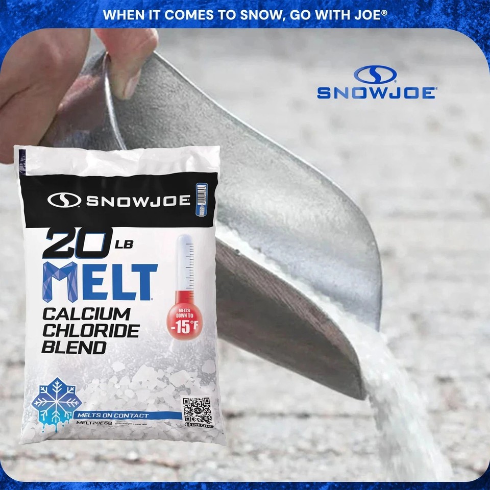 Snow Joe 20 lb Calcium Chloride Blend Ice Melt- Fast Acting, Melts to ...